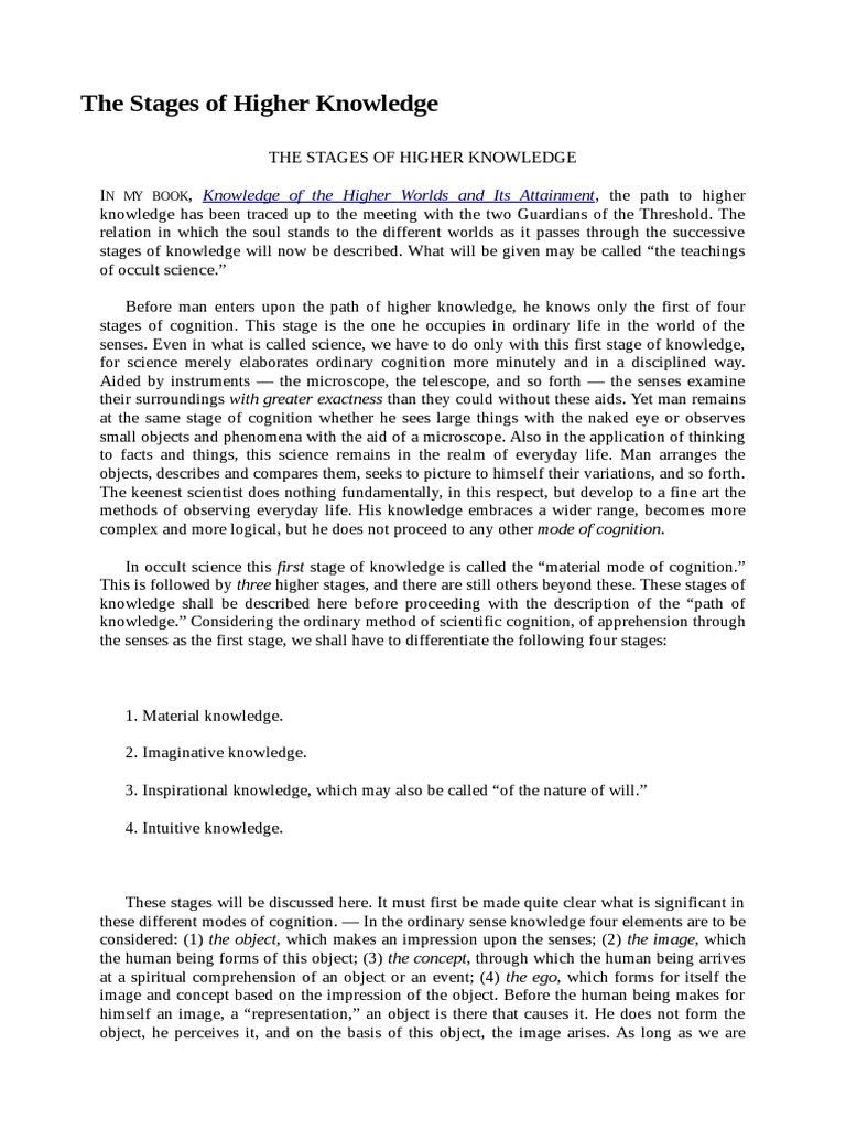 Exploring Higher Knowledge Stages | PDF | Perception | Concept