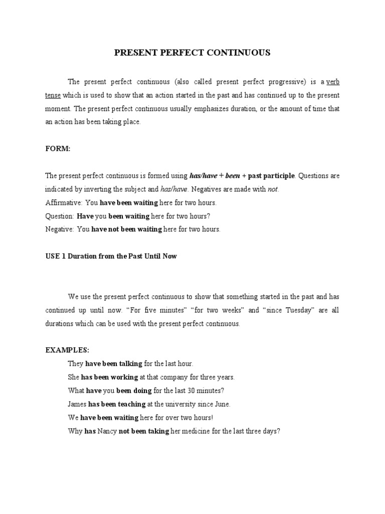 Present Perfect Continuous | PDF | Grammatical Tense | Semantic Units