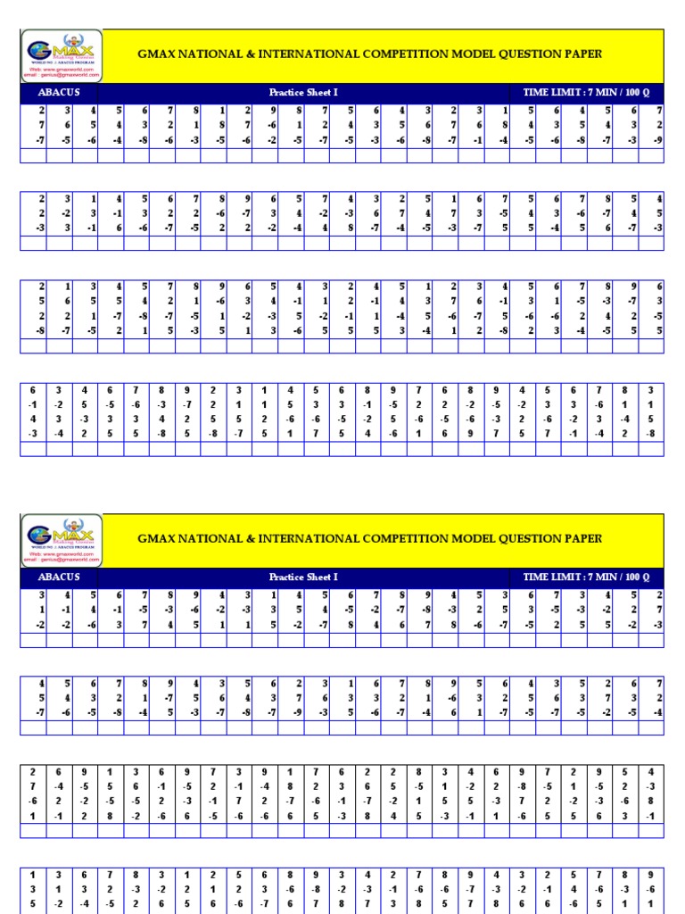 Gmax Direct Add Less Pracrtice Sheets | PDF
