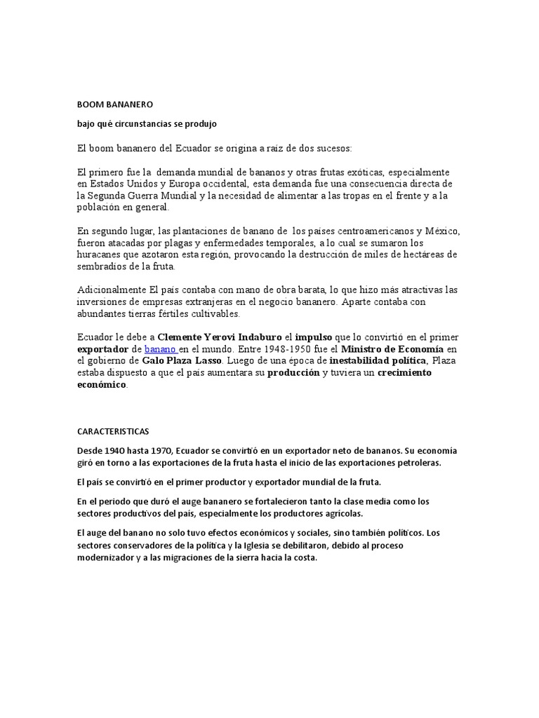 Boom Bananero | PDF | Ecuador | Economias