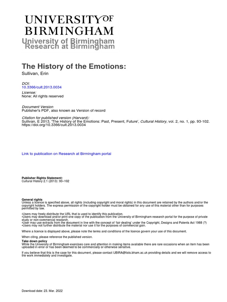 History of Emotions Review Essay | PDF | Copyright | Emotions