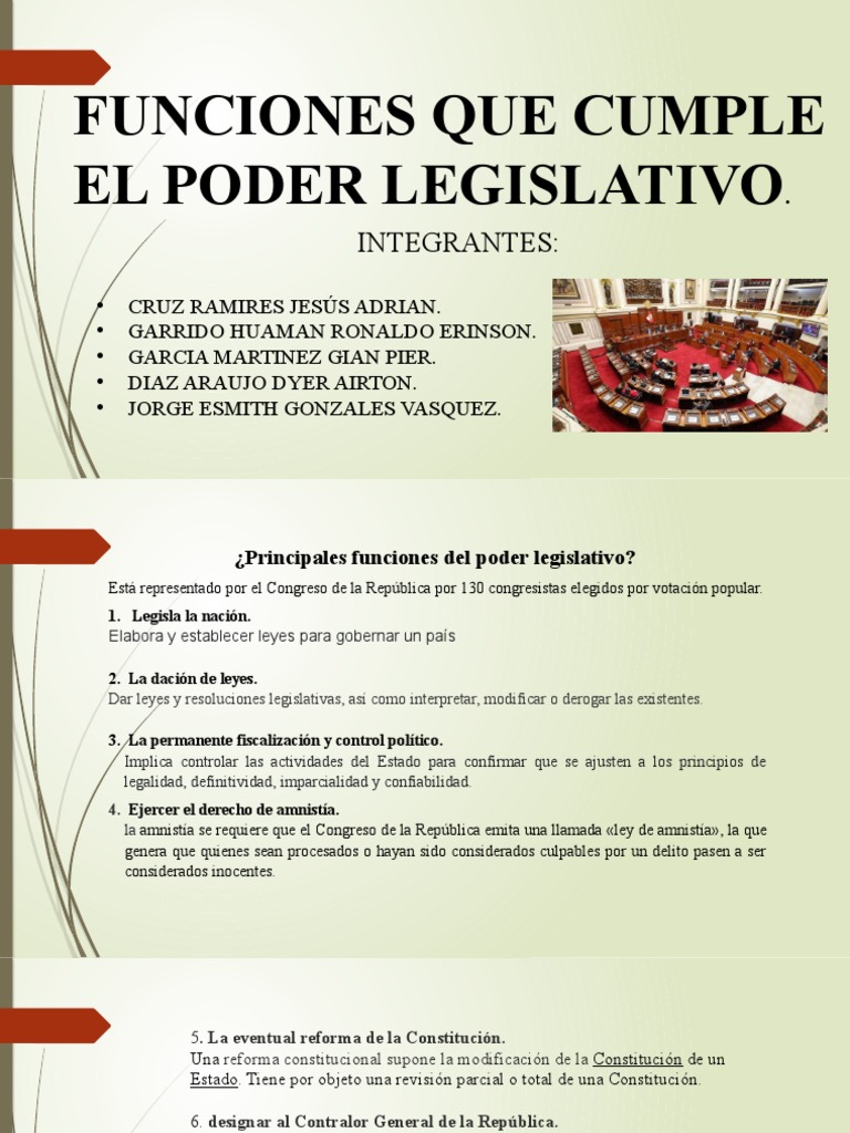 Funciones Del Poder Legislativo | PDF | Legislatura | Justicia
