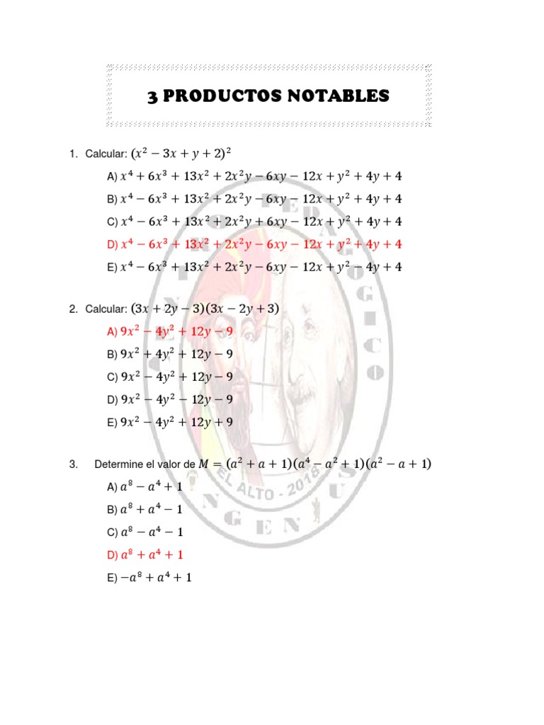 Banco de Preguntas de Productos Notables | PDF | Ajedrez