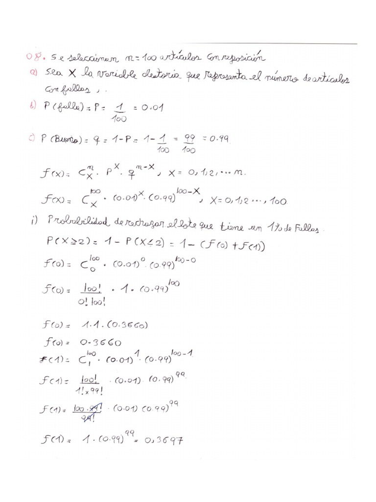 Ejercicio 8 y 9 de Modelos de Probabilidad | PDF