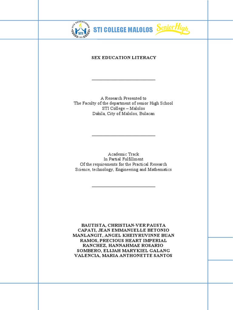 Sex Education Literacy Stem 11 A Pdf Sex Education Adolescence