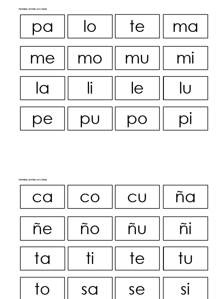 Cartillas de Sílabas para Imprimir | PDF | Artes del Lenguaje y ...