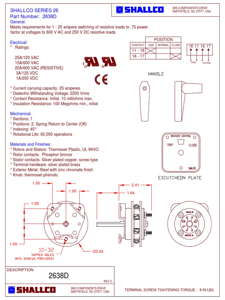 Shallco Series 26 Part Number: 2638D: General | PDF