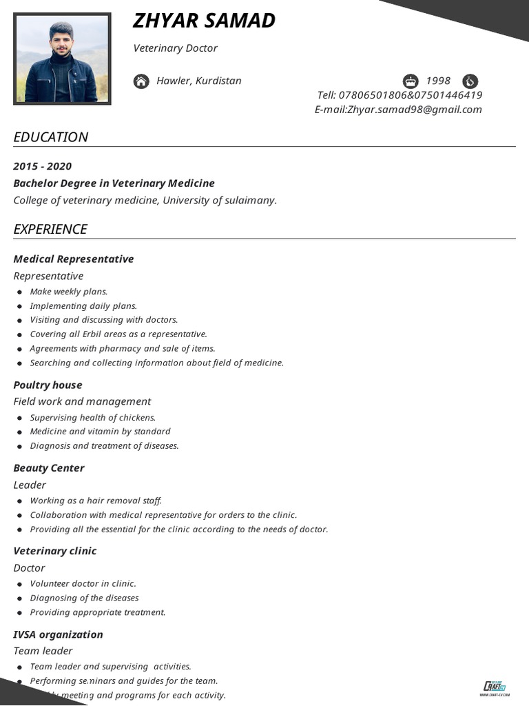 Education: 2015 - 2020 Bachelor Degree in Veterinary Medicine | PDF