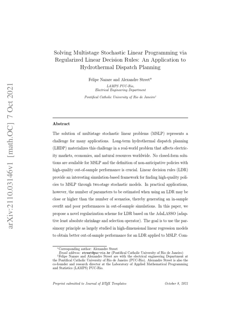 2021 - Solving Multistage Stochastic Linear Programming Via Regularized ...