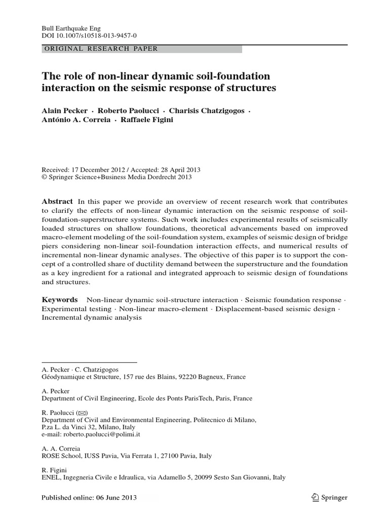 The Role of Non-Linear Dynamic Soil-Foundation Interaction On The ...
