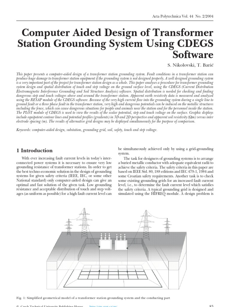 Computer Aided Design of Transformer Station Grounding System Using CDEGS Software | PDF