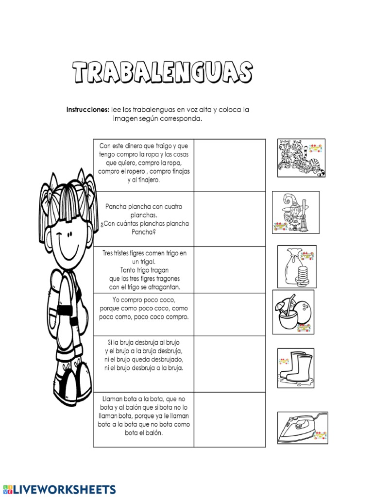Ficha Los Trabalenguas Segundo Grado | PDF