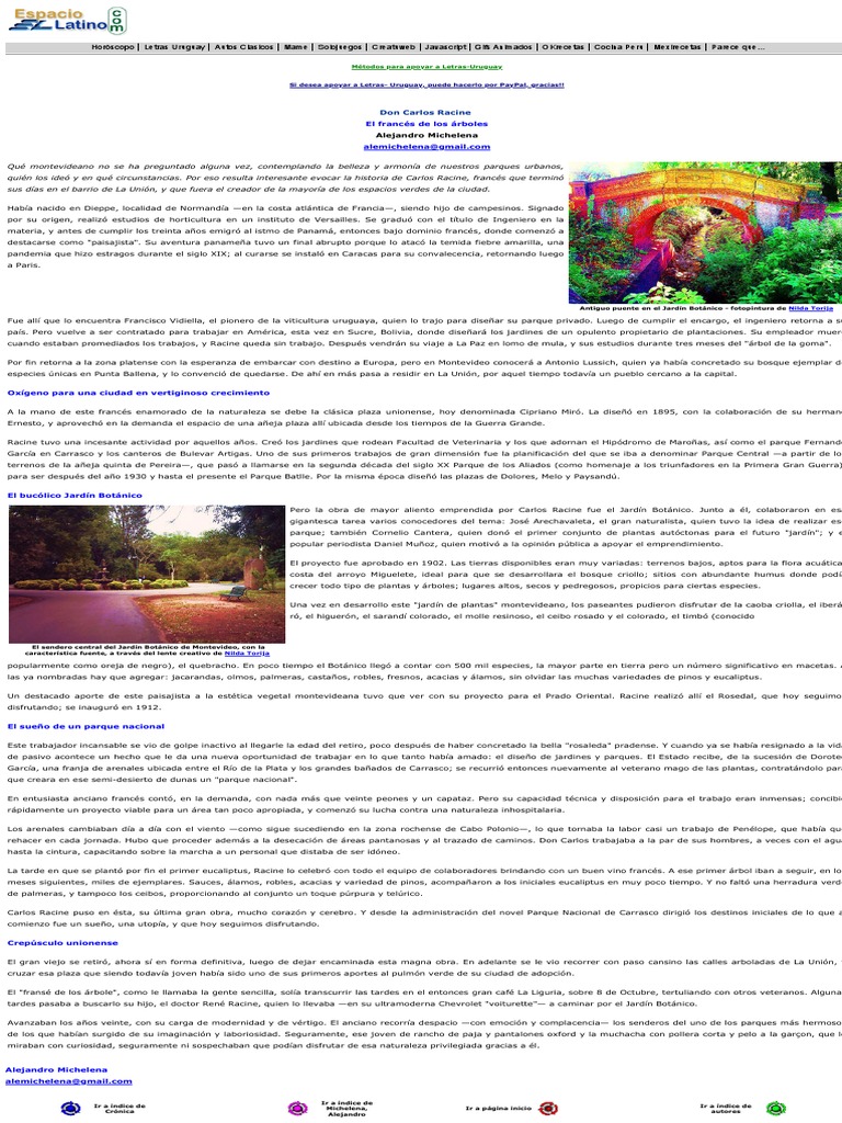 Don Carlos Racine El Francés de Los Árboles Alejandro Michelena | PDF ...