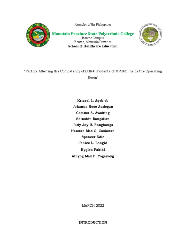 Mountain Province State Polytechnic College: School of Healthcare ...