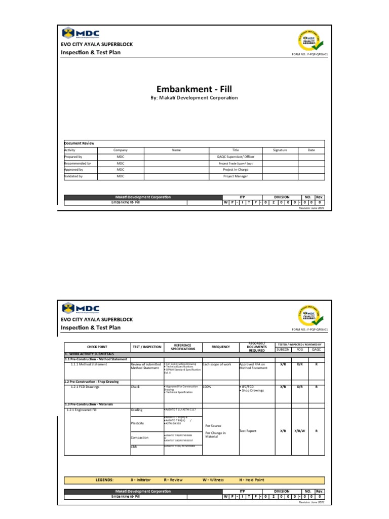EVO City Embankment Inspection Plan | PDF | Economic Sectors