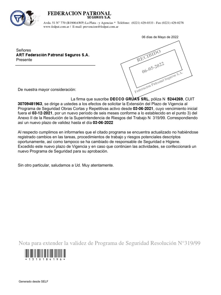 Programa HyS Res 319-99 - VTO 3-6-22 | PDF