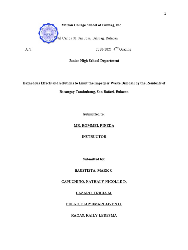 Group C Research Paper Complete | PDF | Waste Management | Waste