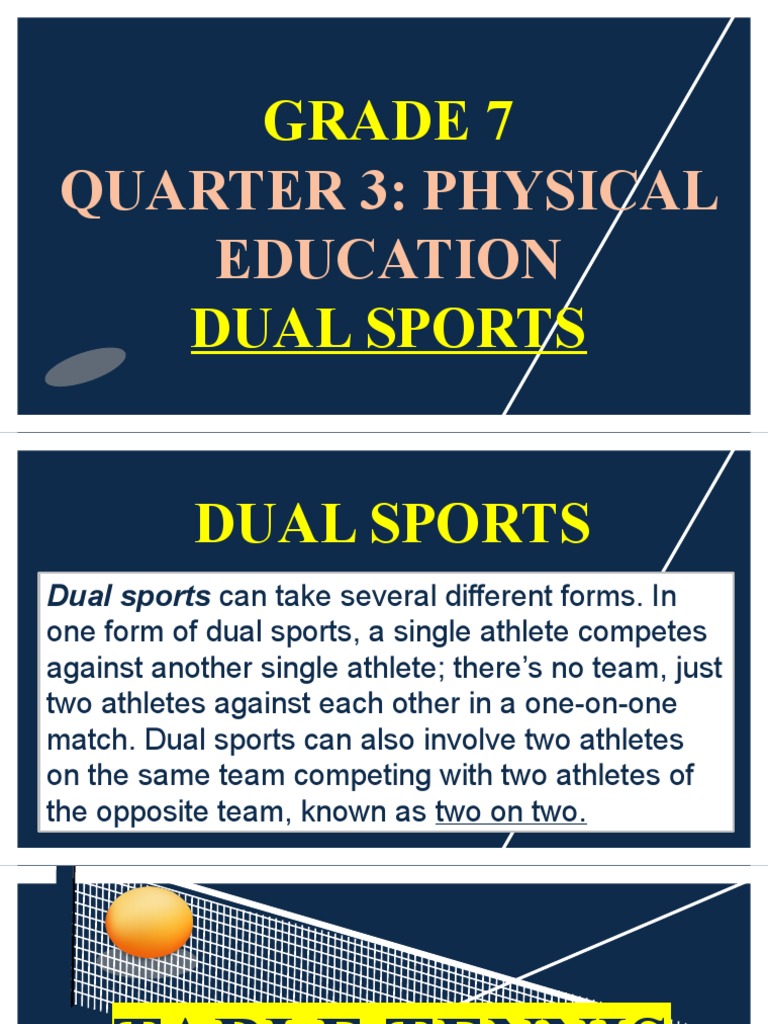Grade 7 Pe Table Tennis | PDF | Table Tennis | Individual Sports