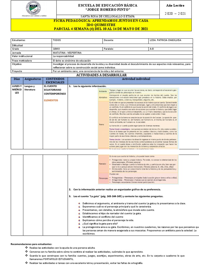 Semana4 Q2 P4 1omo LL | PDF | Cuentos | Cognición