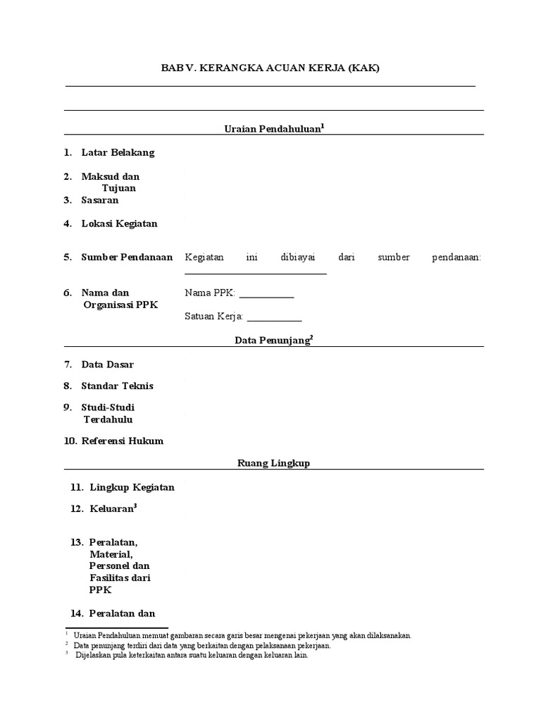 Format KAK Jasa Konsultansi Badan Usaha | PDF