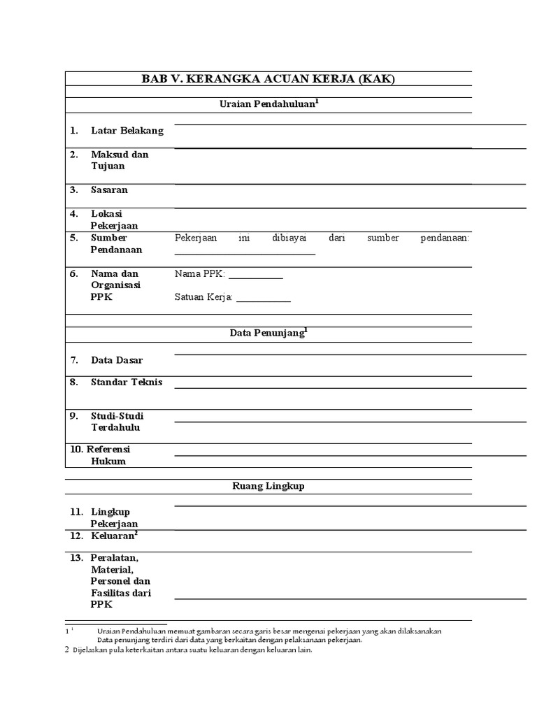 Format KAK Jasa Konsultansi | PDF