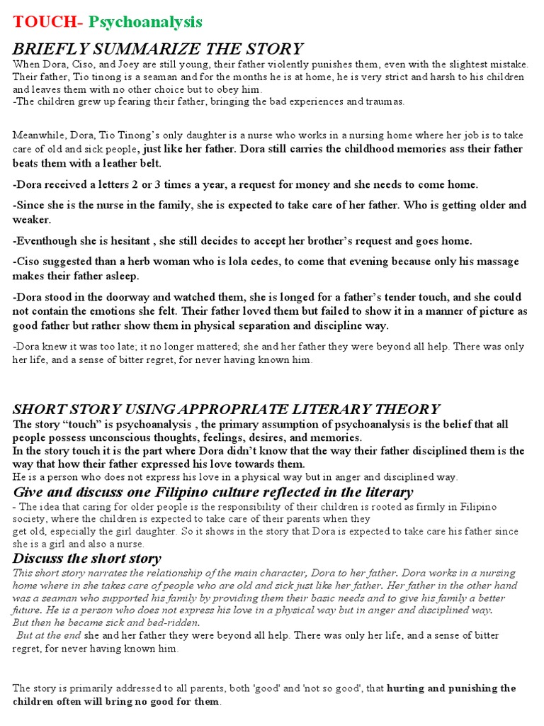 Briefly Summarize The Story: Short Story Using Appropriate Literary ...