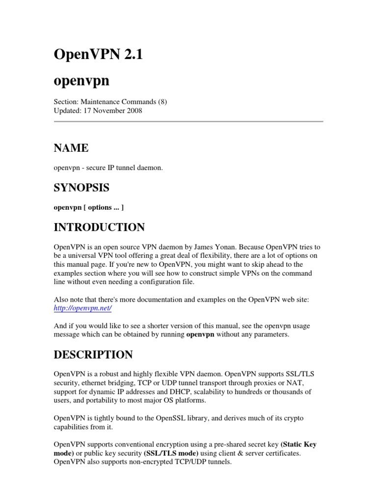 OpenVPN 2.1 | PDF | Transmission Control Protocol | Port (Computer Networking)