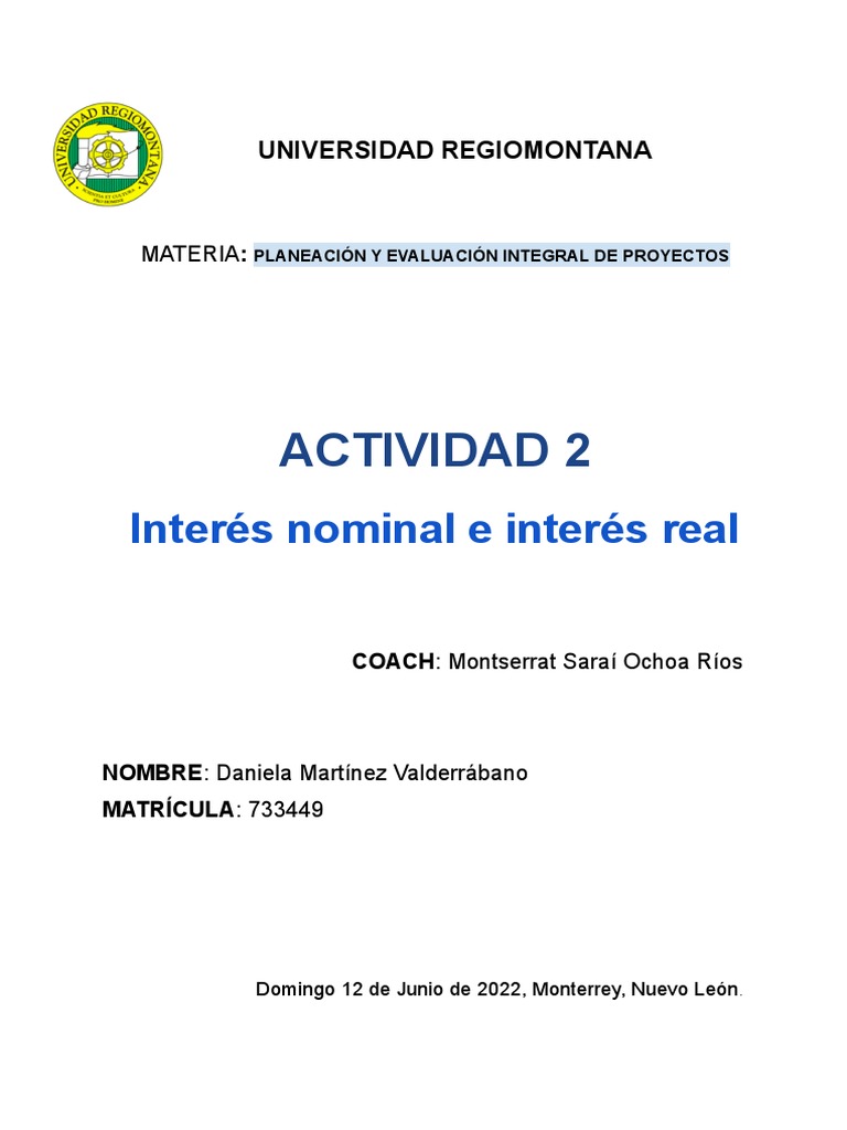 Interés Nominal e Interés Real | PDF | Economias | Dinero