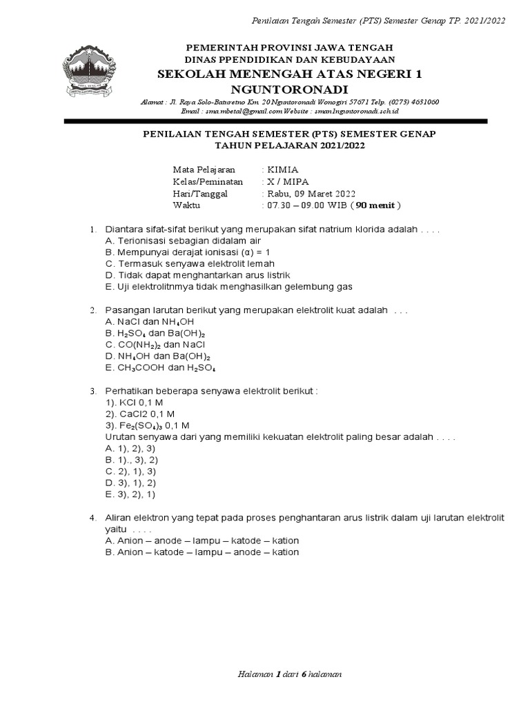 Soal Pilgan PTS X Genap 20212022 | PDF