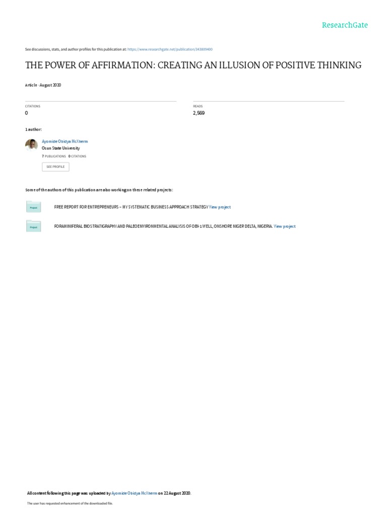 The Power of Affirmation: Creating An Illusion of Positive Thinking ...