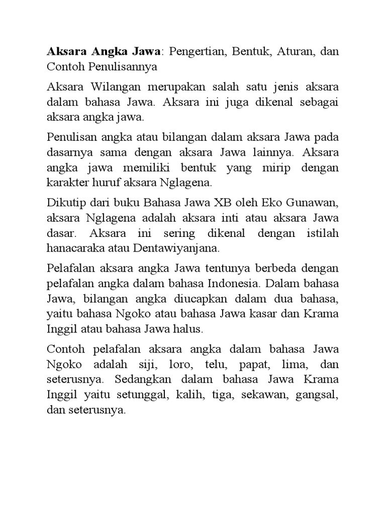 Aksara Angka Jawa | PDF