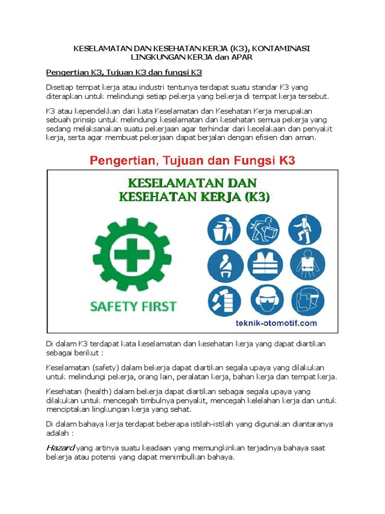 Keselamatan Dan Kesehatan Kerja (k3) Tdo | PDF