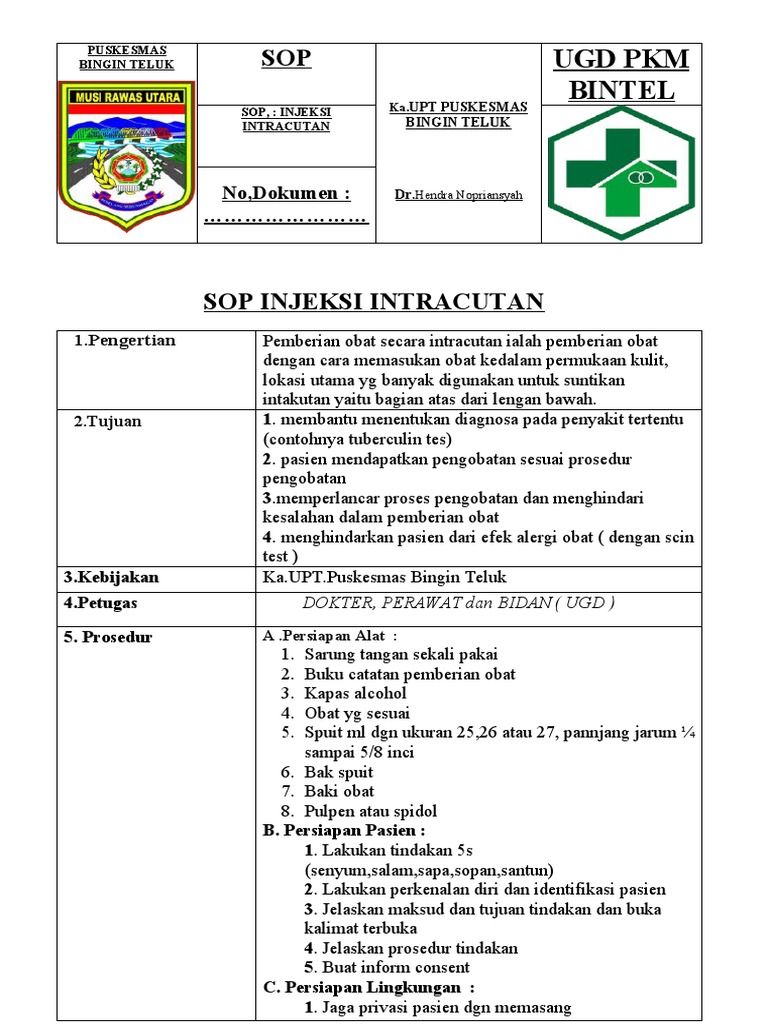 SOP - Injeksi Intracutan | PDF