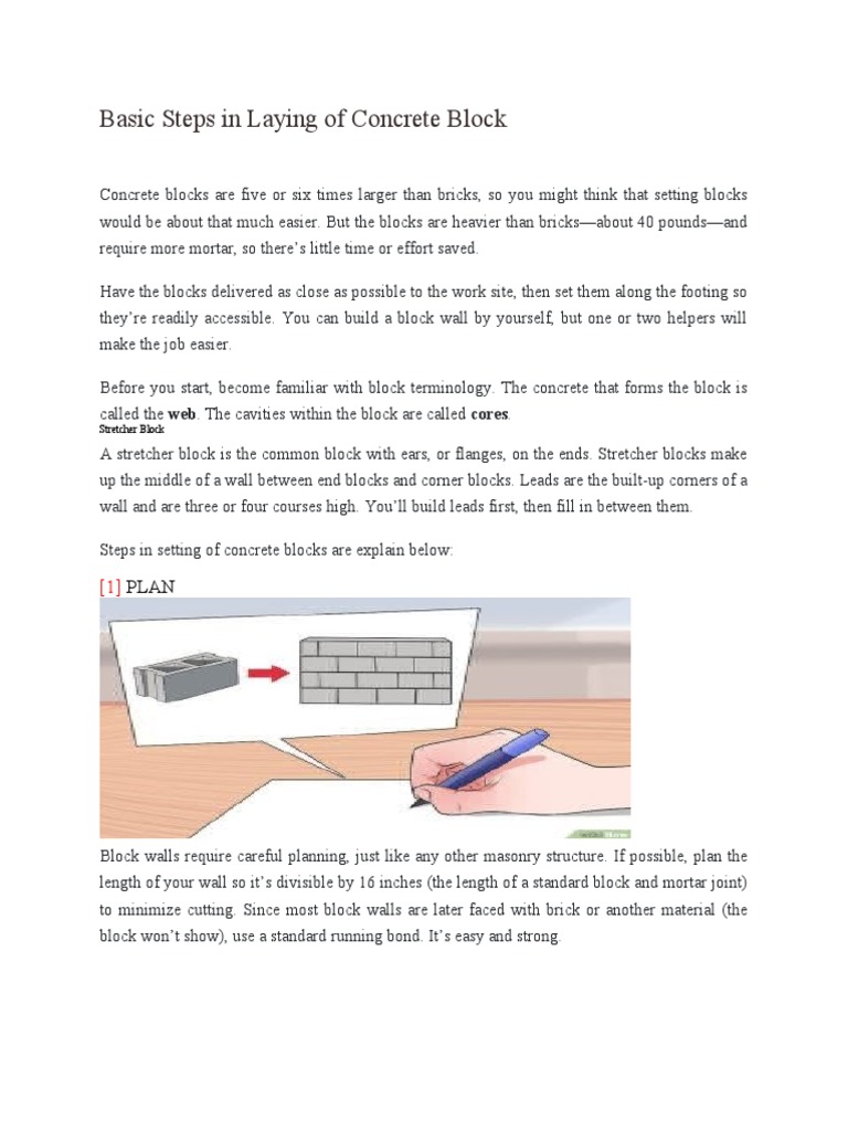 1.2 Basic Steps in Laying of Concrete Block | PDF | Masonry | Concrete