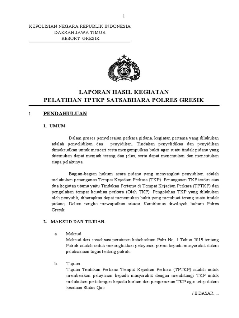 Laporan Hasil Giat TPTKP | PDF