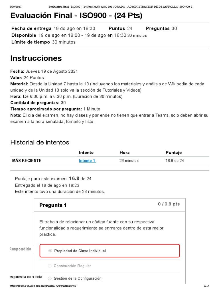 Evaluación Final - ISO900 - (24 PTS) - MAY-AGO 2021 GRADO ...