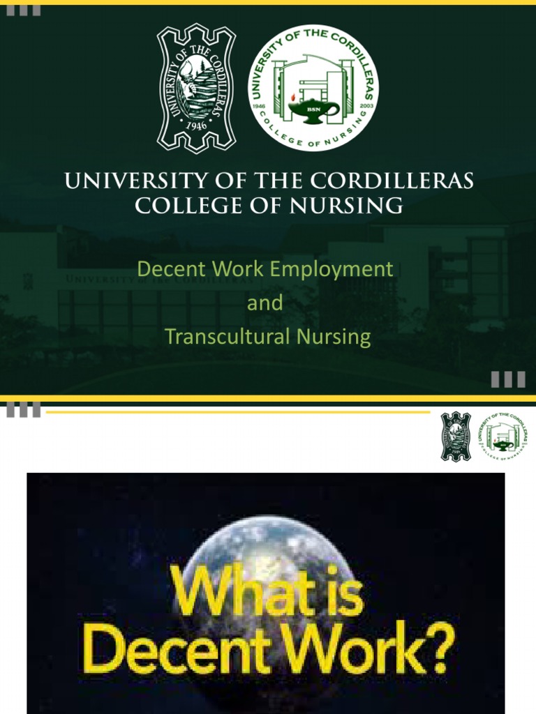 Decent Work Employment and Transcultural Nursing | PDF | Employment ...