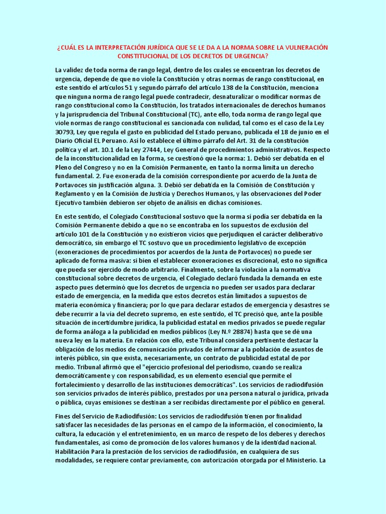 Cuál Es La Interpretación Jurídica Que Se Le Da A La Norma Sobre La Vulneración Constitucional ...