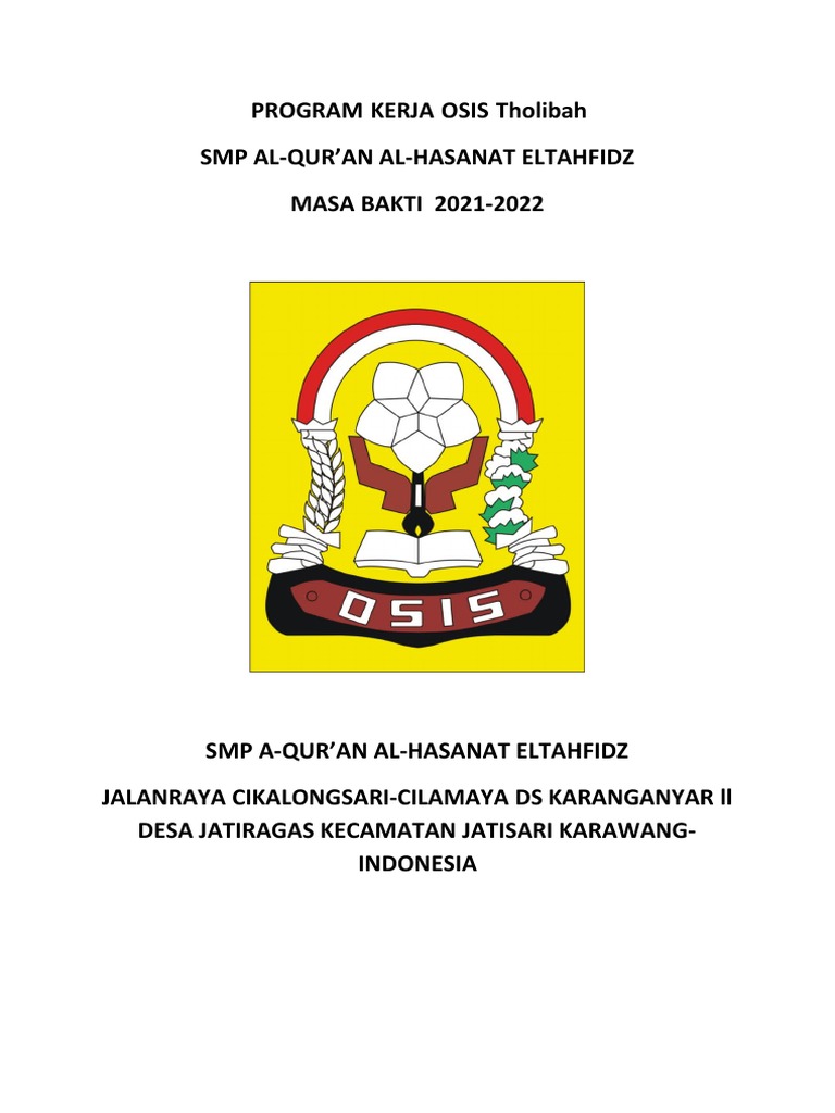 PROGRAM KERJA OSIS Tholibah SMP AL | PDF
