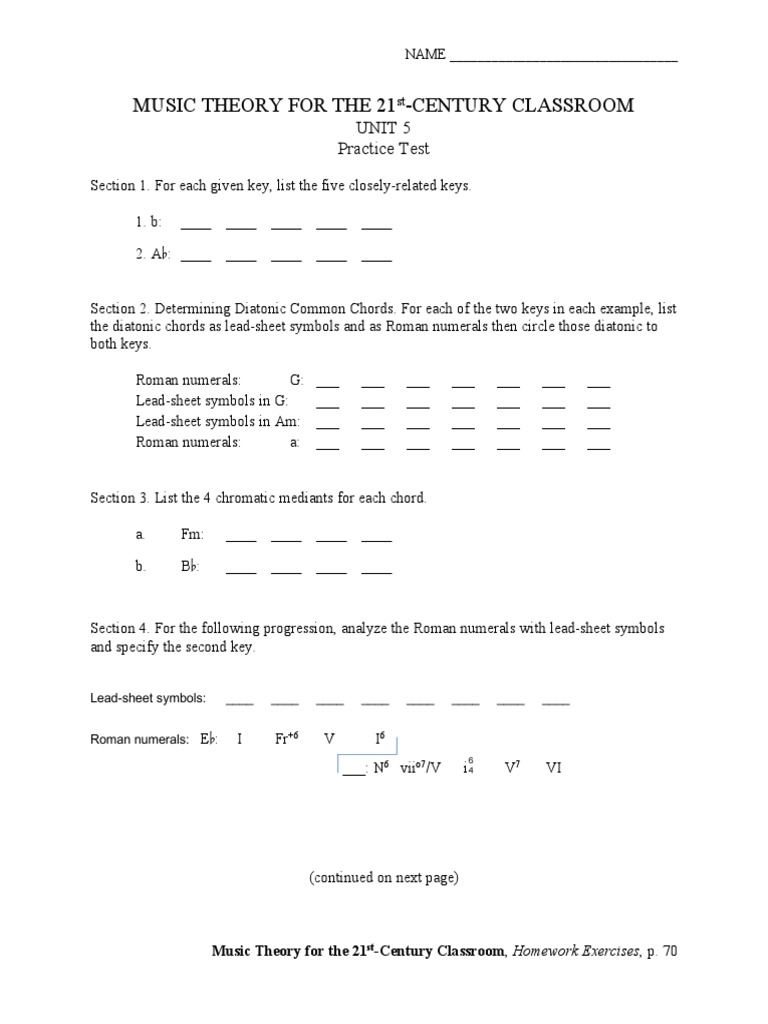 Music Theory For The 21 - Century Classroom: Unit 5 Practice Test | PDF ...