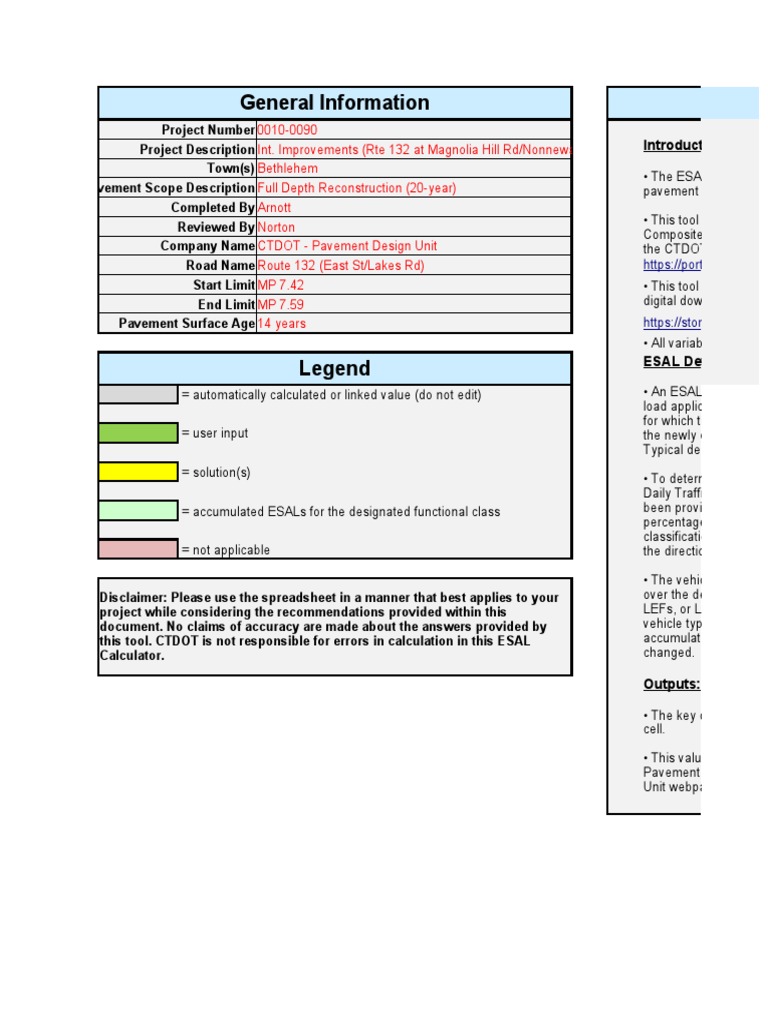 General Information Equivalent Single Axle Load (ESAL) Calculator | PDF ...