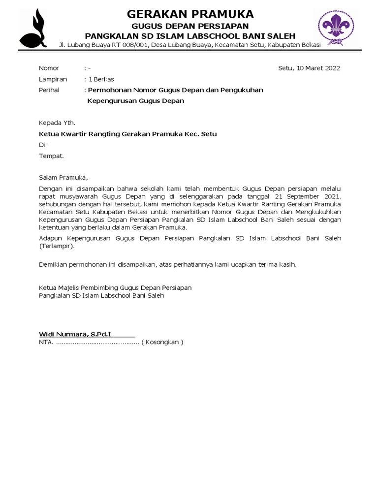 Usulan Nomor Gugus Depan | PDF