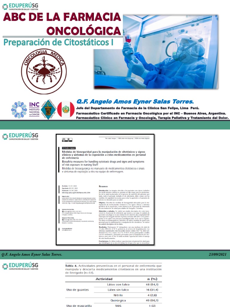 Modulo IV Preparación de Citostaticos I | PDF | Farmacéutico ...