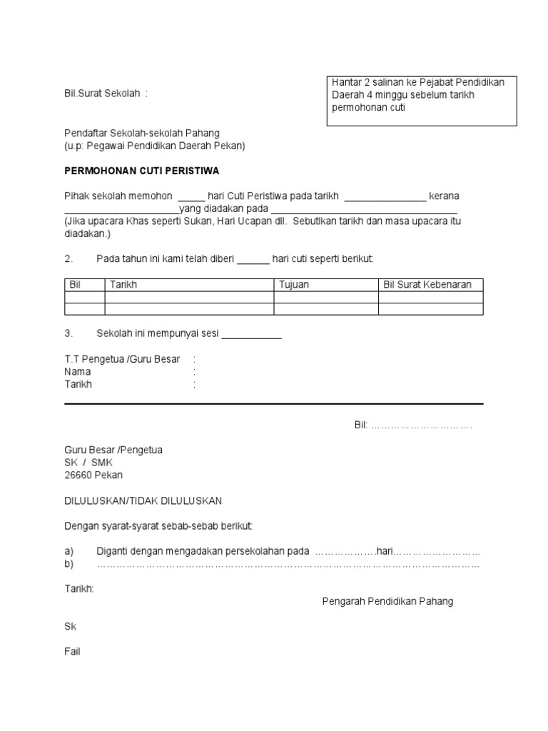 Borang Cuti Peristiwa | PDF