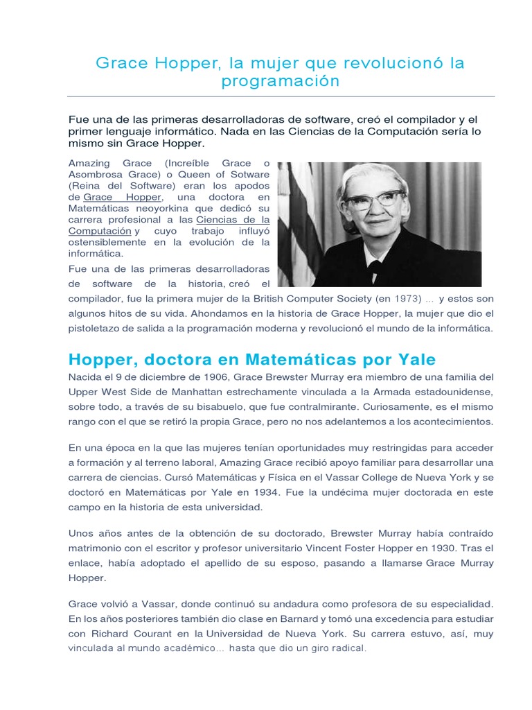 Grace Hopper | PDF | Compilador | Informática