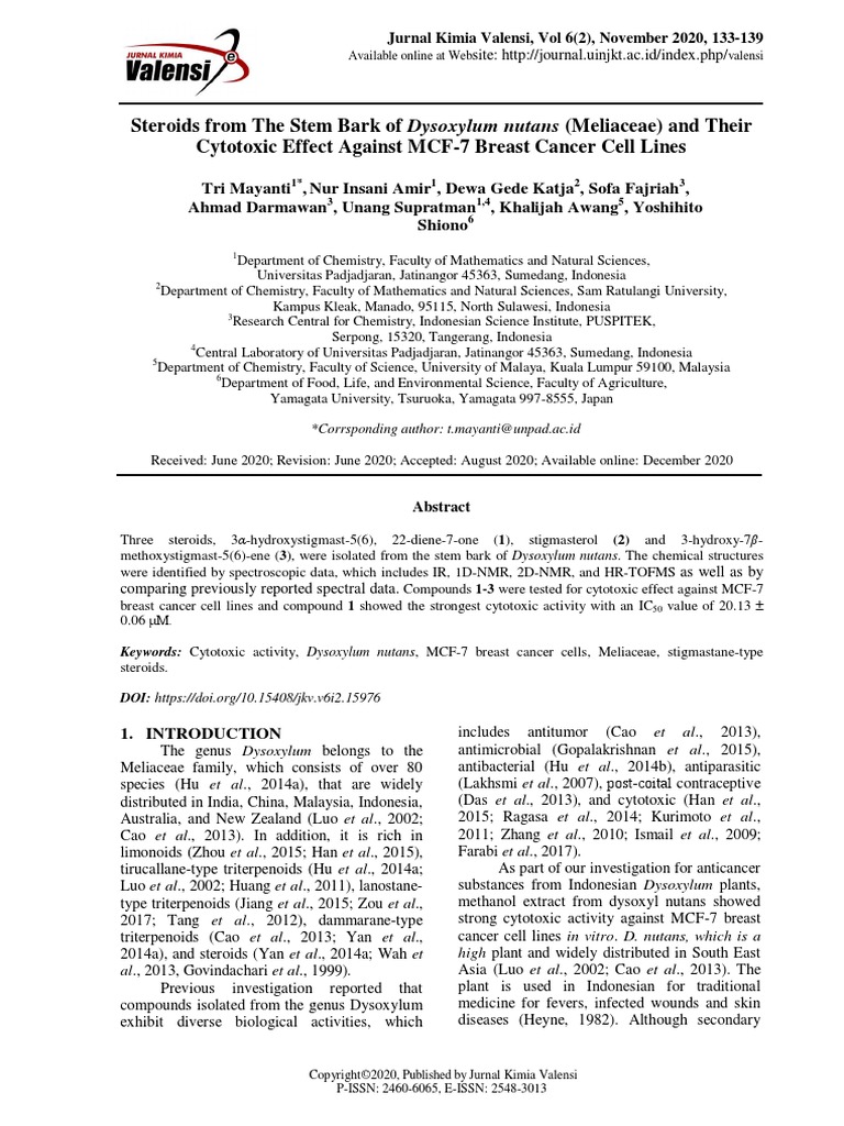 Steroids From The Stem Bark of Dysoxylum Nutans Me | PDF | Proton ...