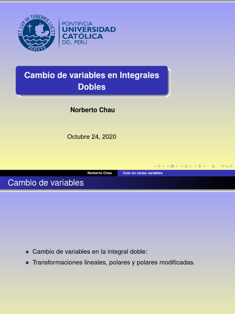 CLASE 21. Integral Doble - Cambio de Variables | PDF | Integral | Cálculo