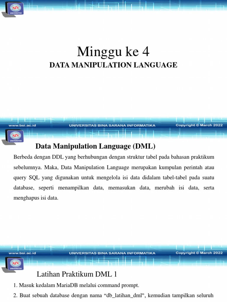 Minggu Ke 4: Data Manipulation Language | PDF | Komputer