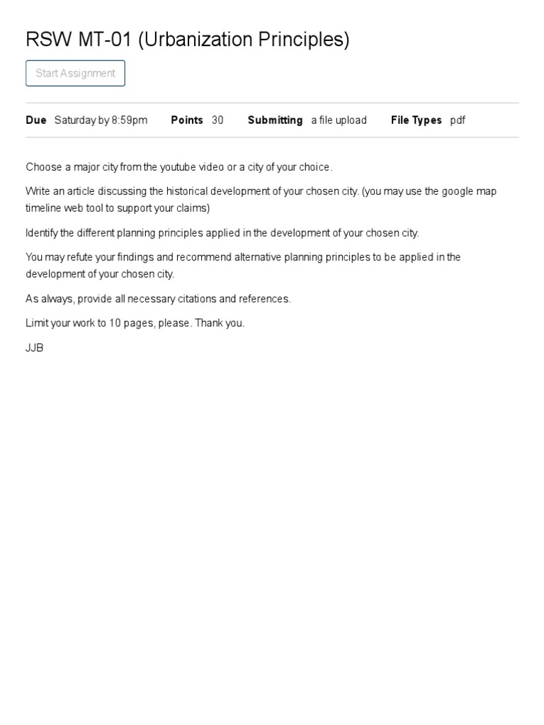 RSW MT-01 (Urbanization Principles) | PDF