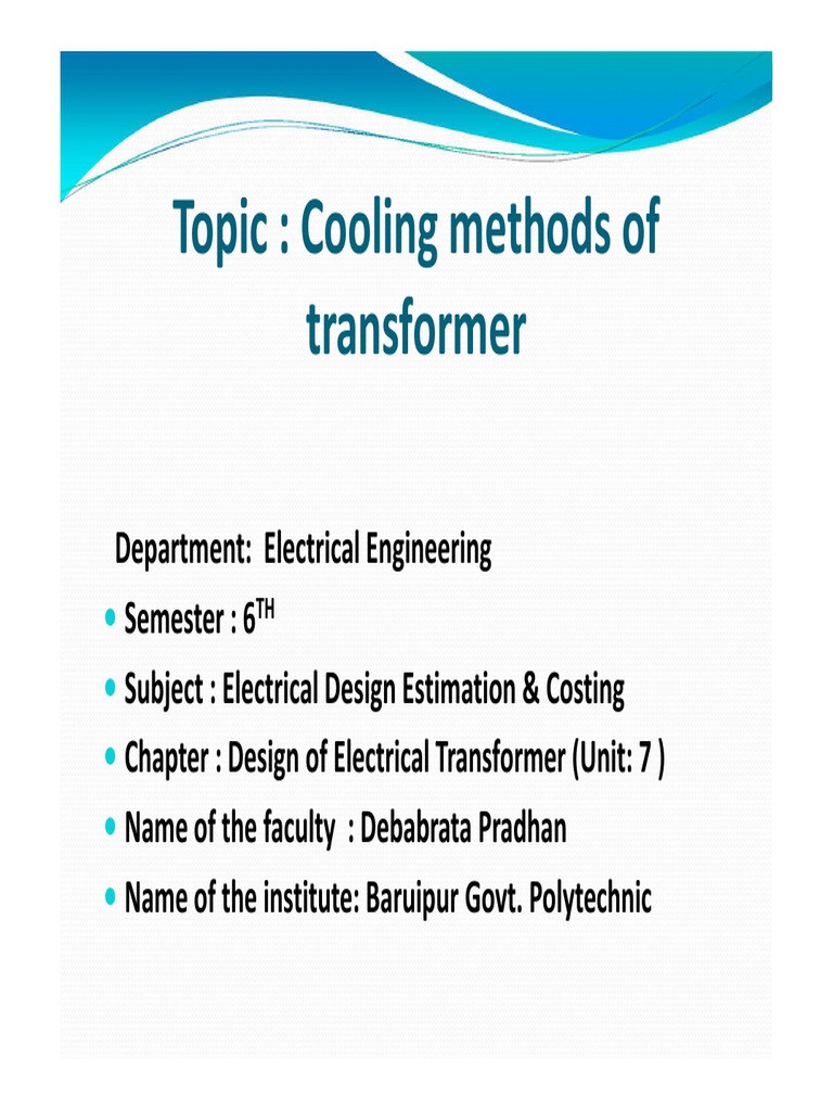 EDEC - Cooling Methods of Transformer | PDF | Transformer | Radiator